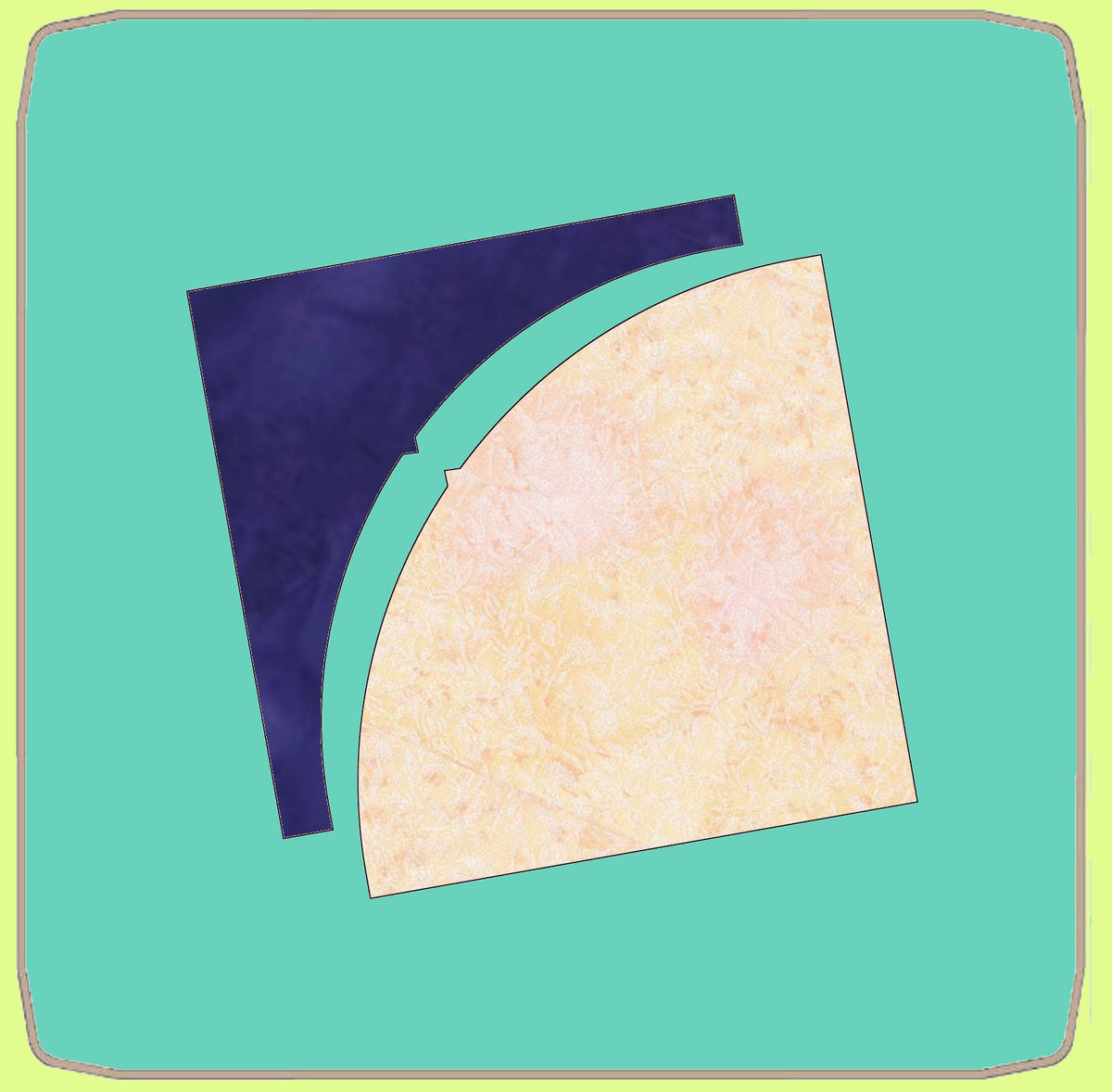 CURVE IN A SQUARE 5" finished quarter block (cornered Drunkards Path ...