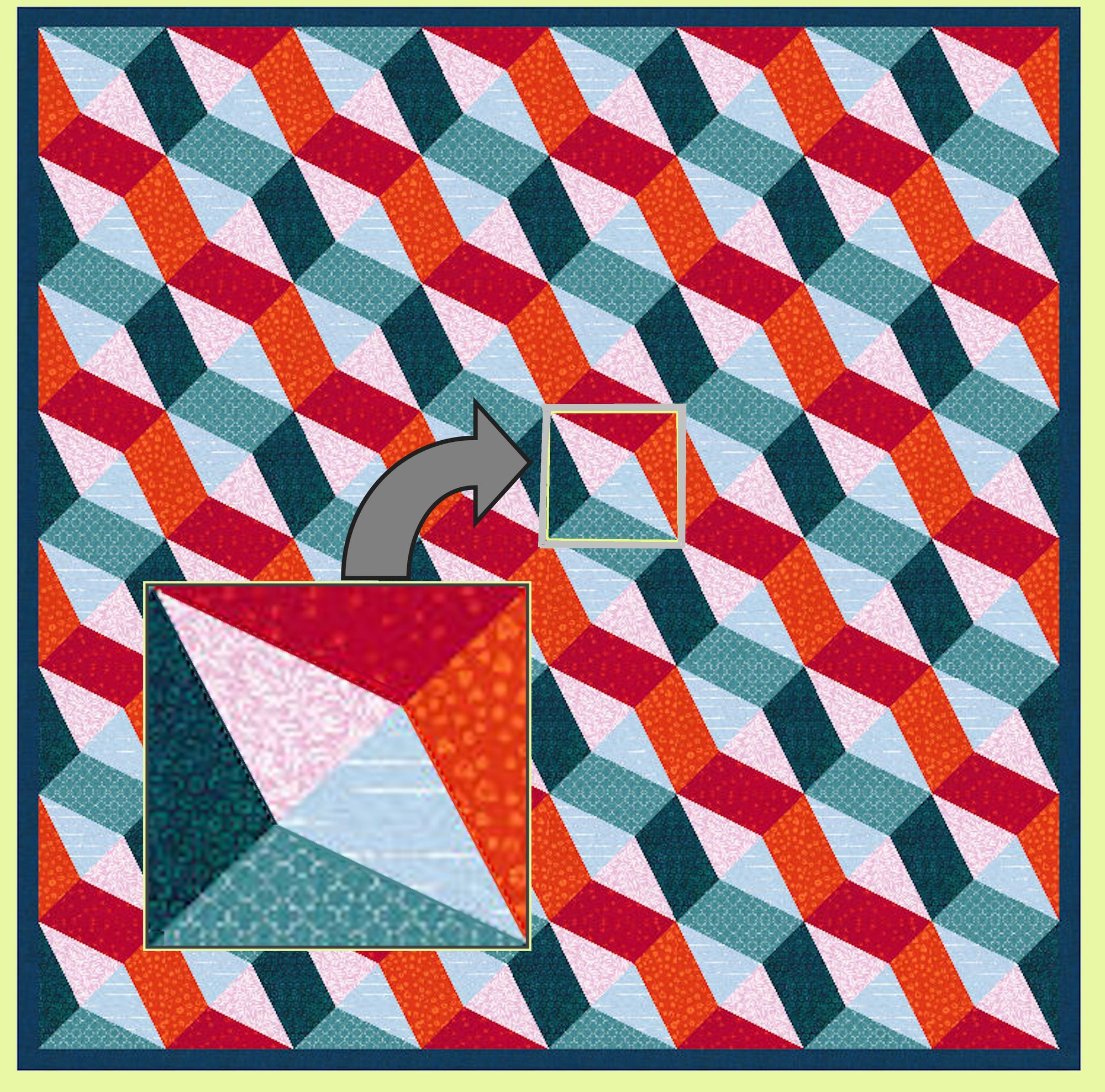 Turkey Tracks, 6664 - 6" quarter block ( 12" finished block) - Mat inc ...